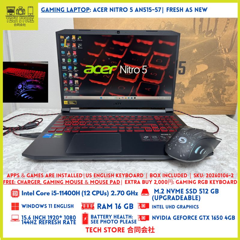 Acer Nitro 5 AN515-57 US English Keyboard
