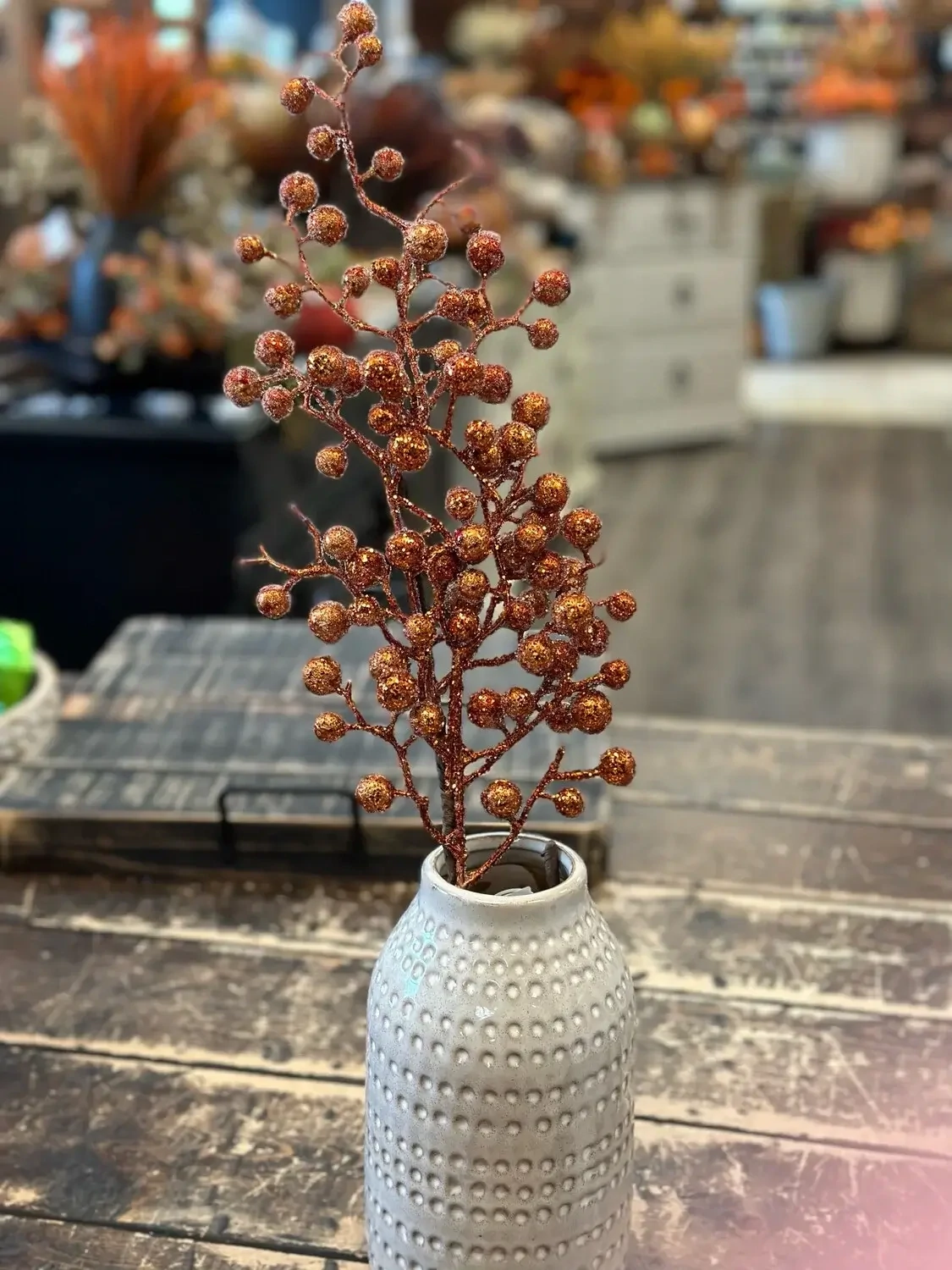 Reg 25" Copper Beaded Iced Berry Spray