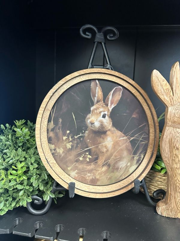 Red 8" Round Bunny Art