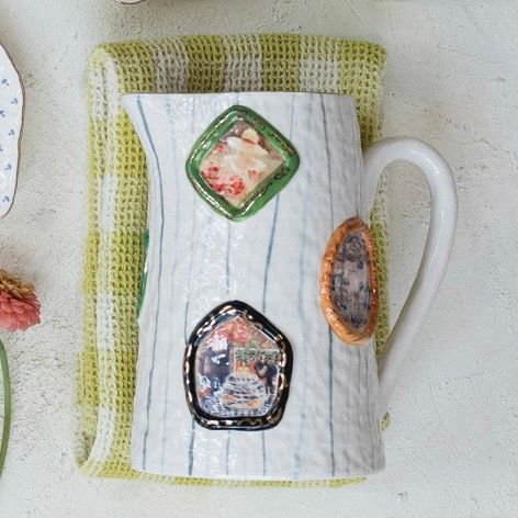 CCO 8" Hand Painted Pitcher w/picture Frames