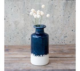 PDG 11.75” navy sand bottle vase