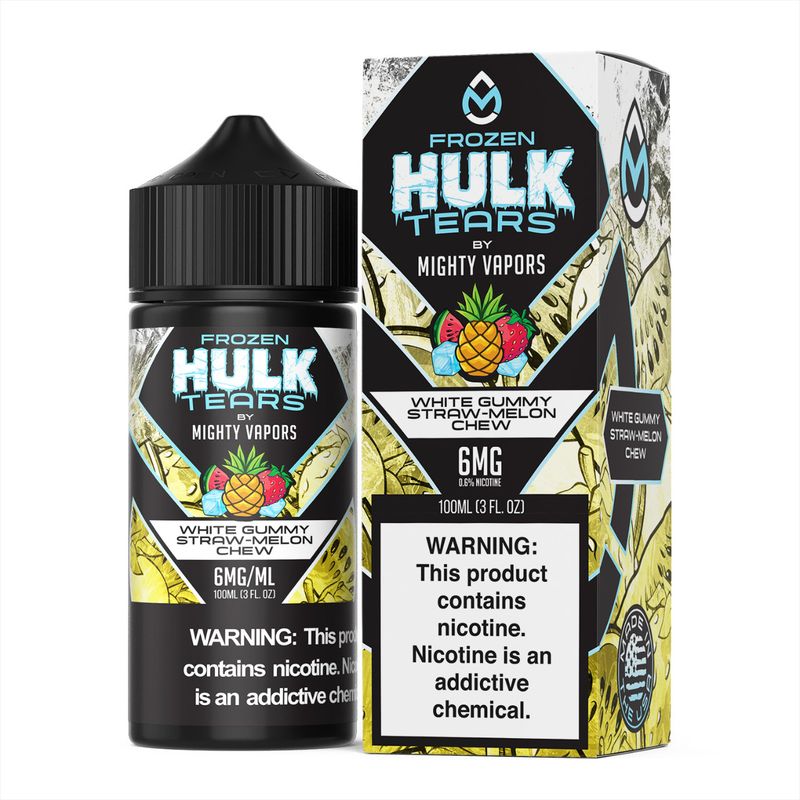 MIGHTY VAPORS x HULK TEARS - FROZEN WHITE GUMMY STRAW MELON CHEW 100ML