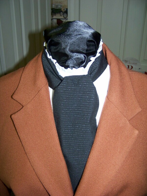 Wedding Ascot Cravat Black with silver pin stripe it measures 4" x 52 ...