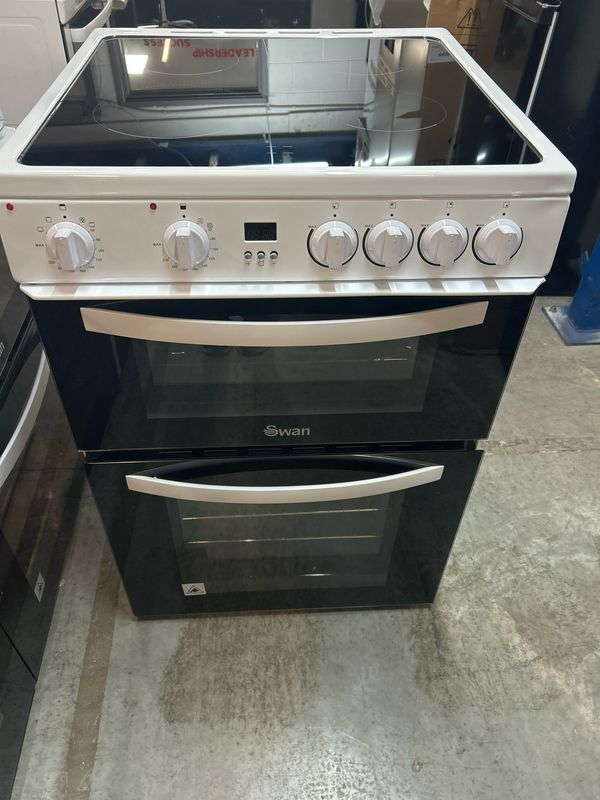 Swan SX16730W 60cm Electric Cooker Double Oven Ceramic Hob White New Graded