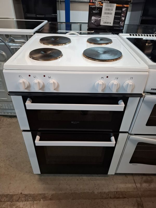 Bush DHBEDC60W 60cm Electric Cooker Double Oven Ceramic Hob White