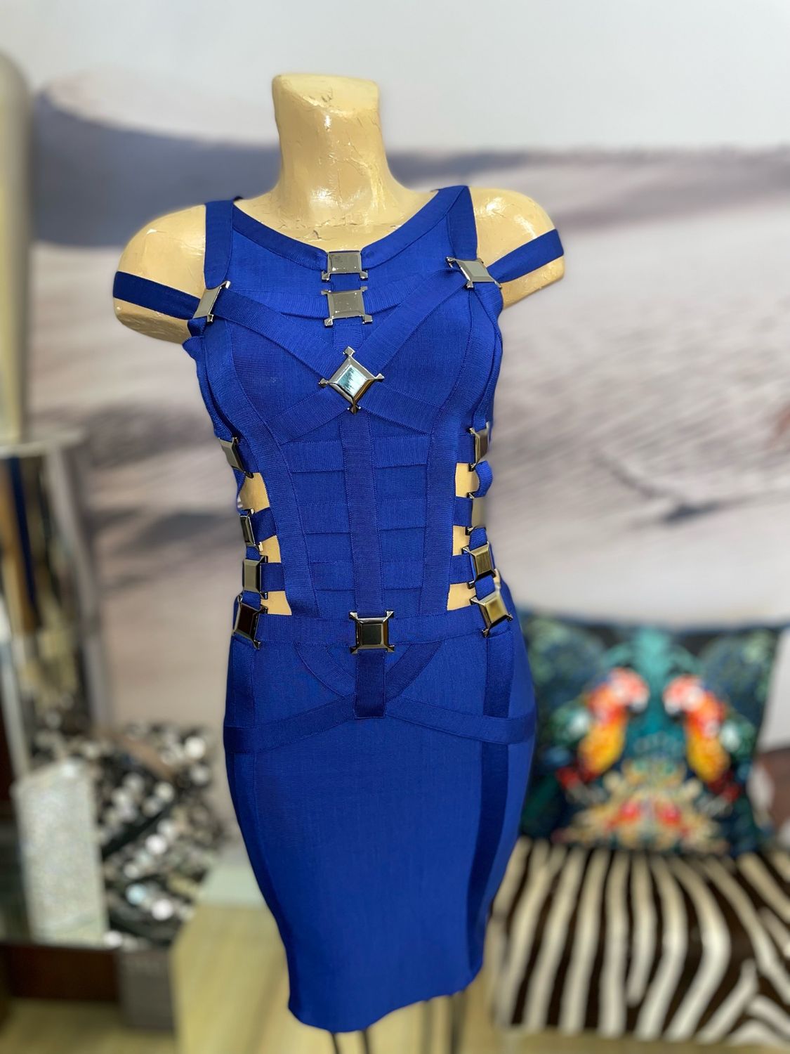 Cut-out Body con Dress With Square Studded Detail | Slate Boutique ...
