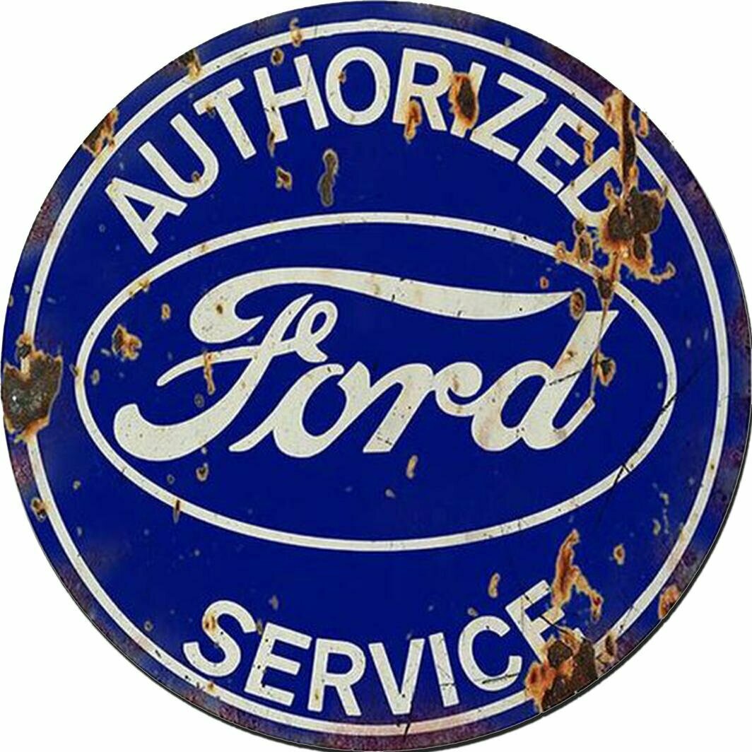 Authorized Ford Service Large Round Tin Sign