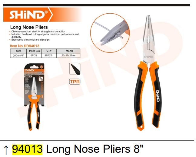 Shind Long Nose Plier 8 Inch - 200mm