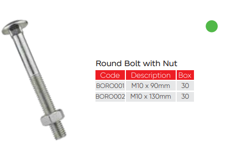 Round Bolt with Nut 10s