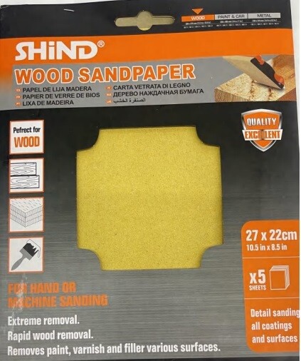 Shind Wood Sand Paper 27x22cm 5s