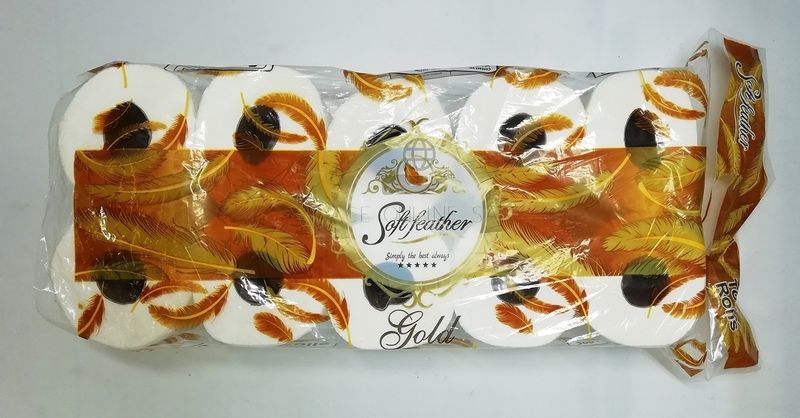 Toilet Rolls Tissue 10s Soft Feather Gold Virgin 2P/200