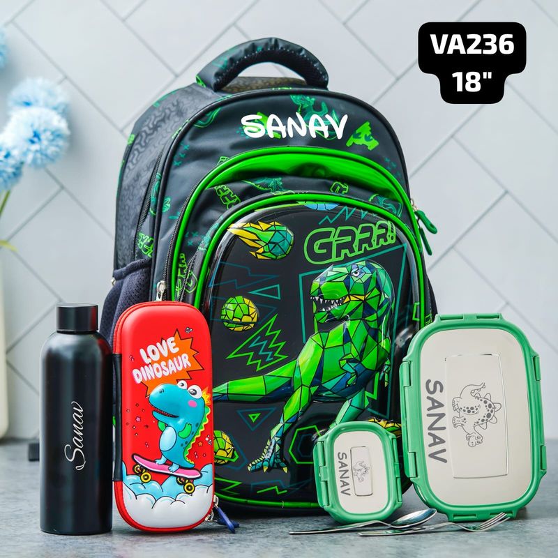 Personalized Dino Theme Hard Shell School Bag (18 inches)