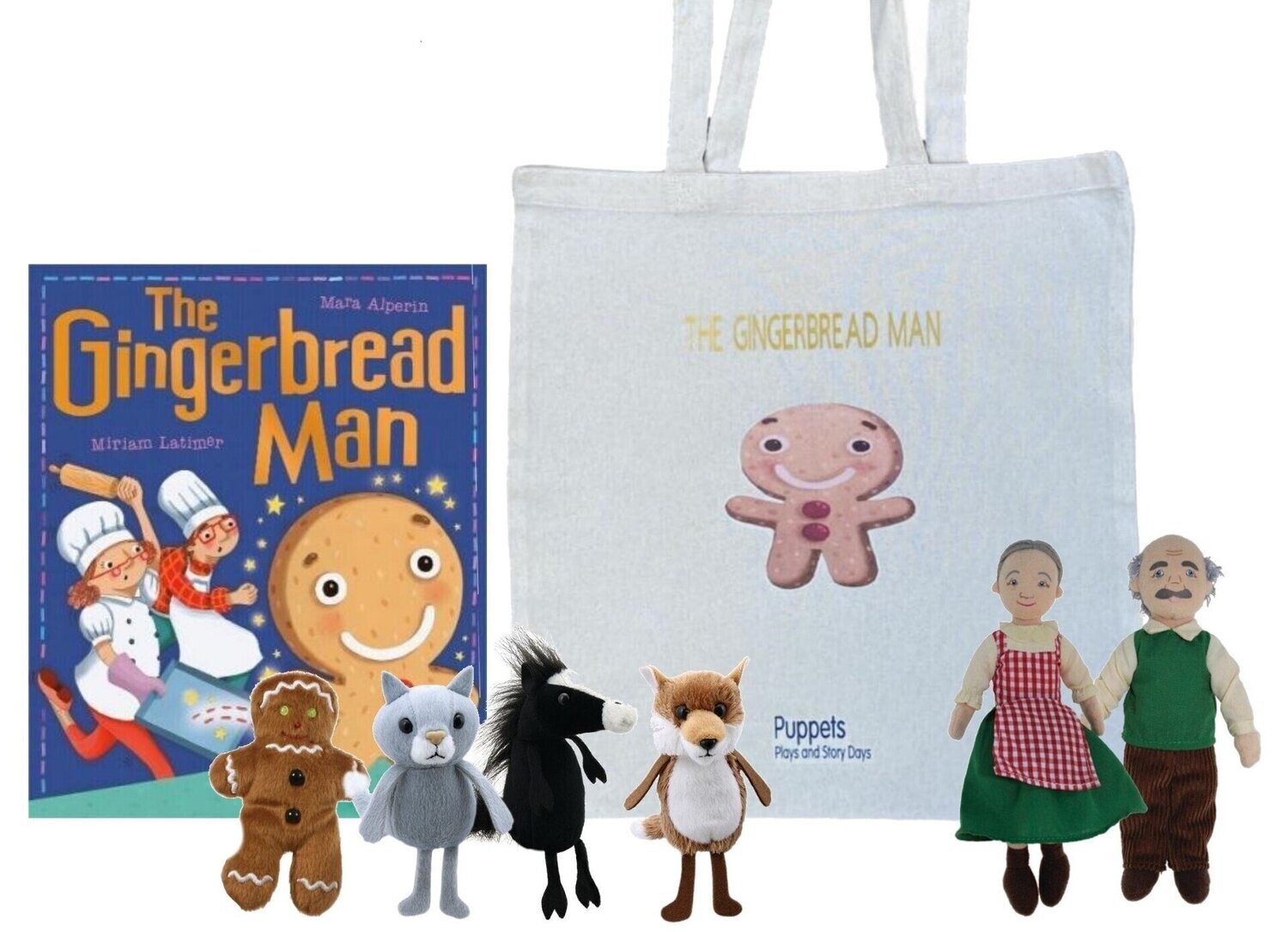The Gingerbread Man Finger Puppets Sack Story Book Set