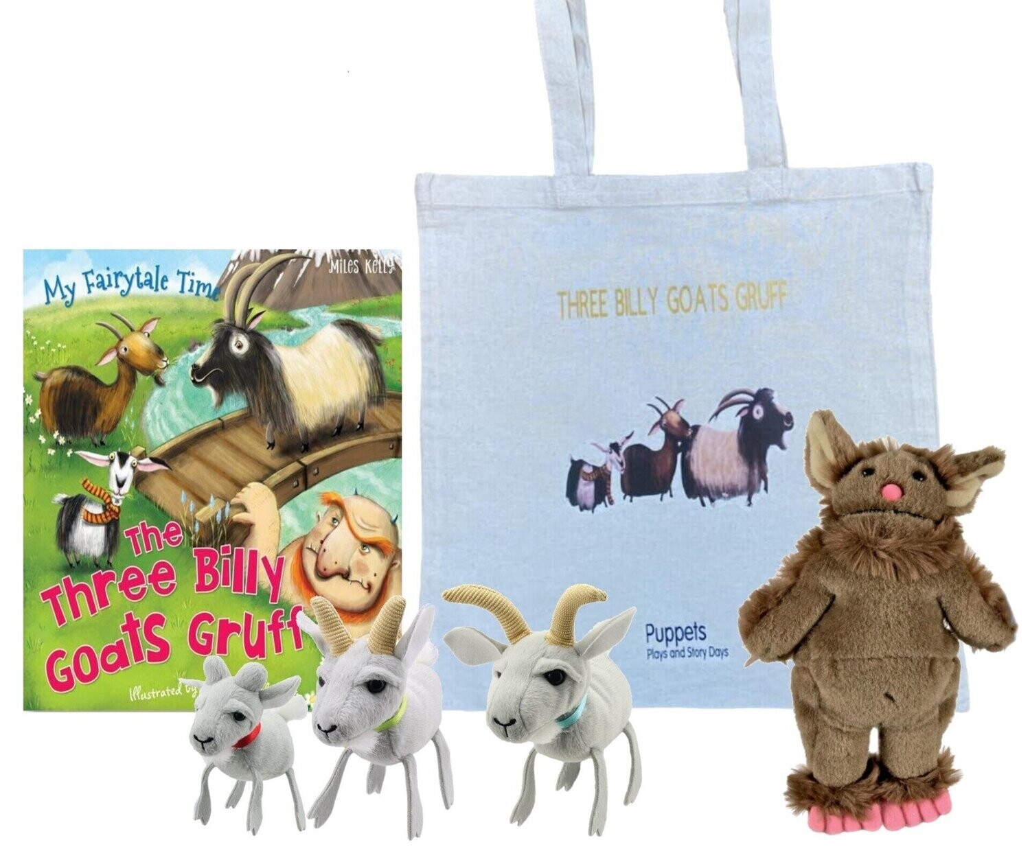 Three Billy Goats Gruff Finger Puppets & Book Set