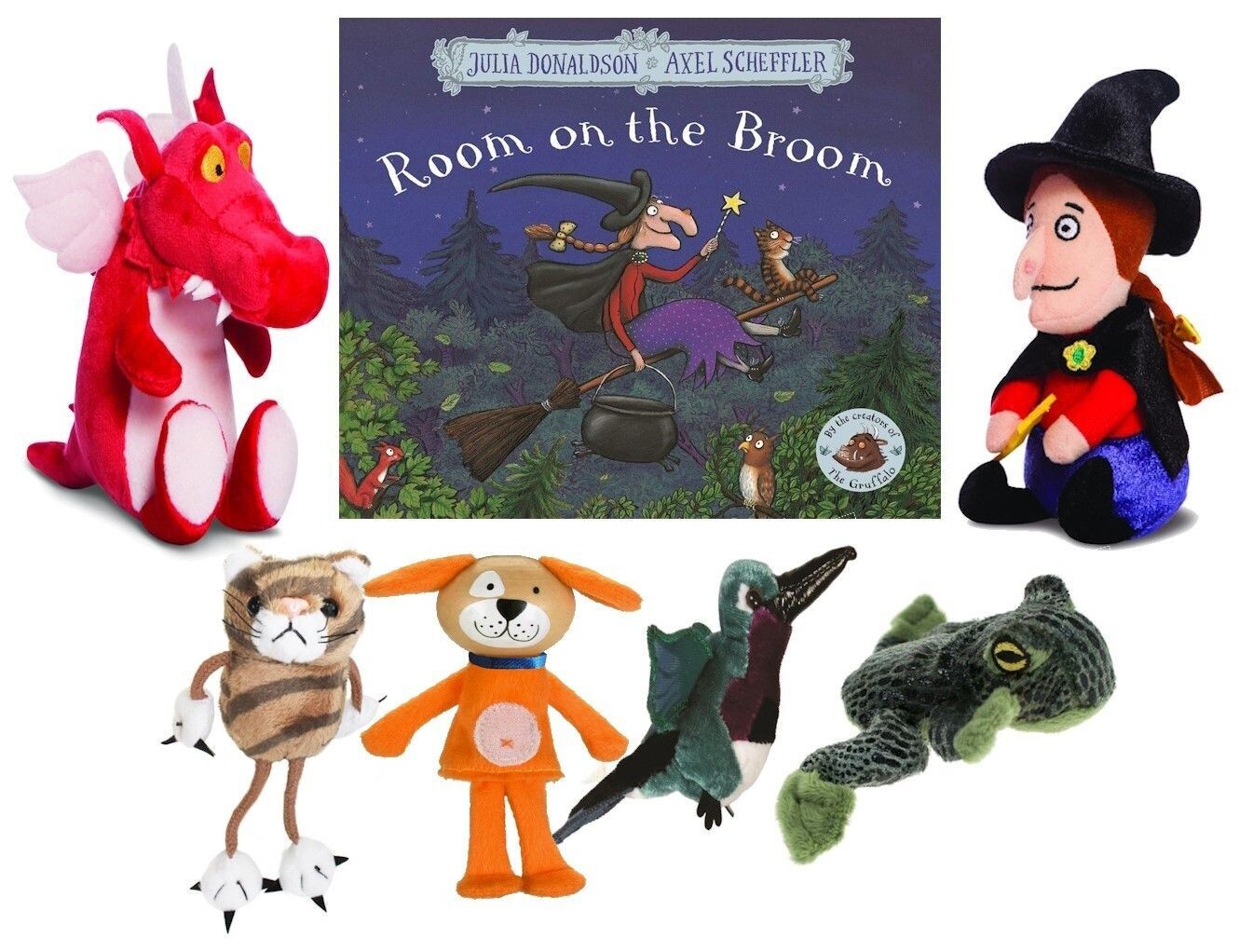 Room On The Broom Toy/Finger Puppet Book Story Sack Bag Set