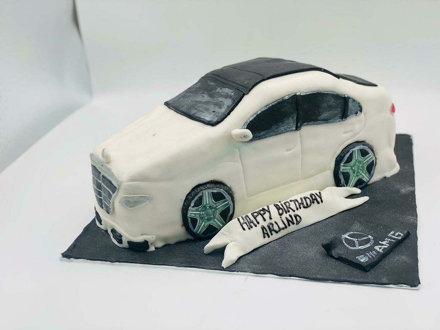 White Mercedes Benz AMG Royal Icing Cake Fondant