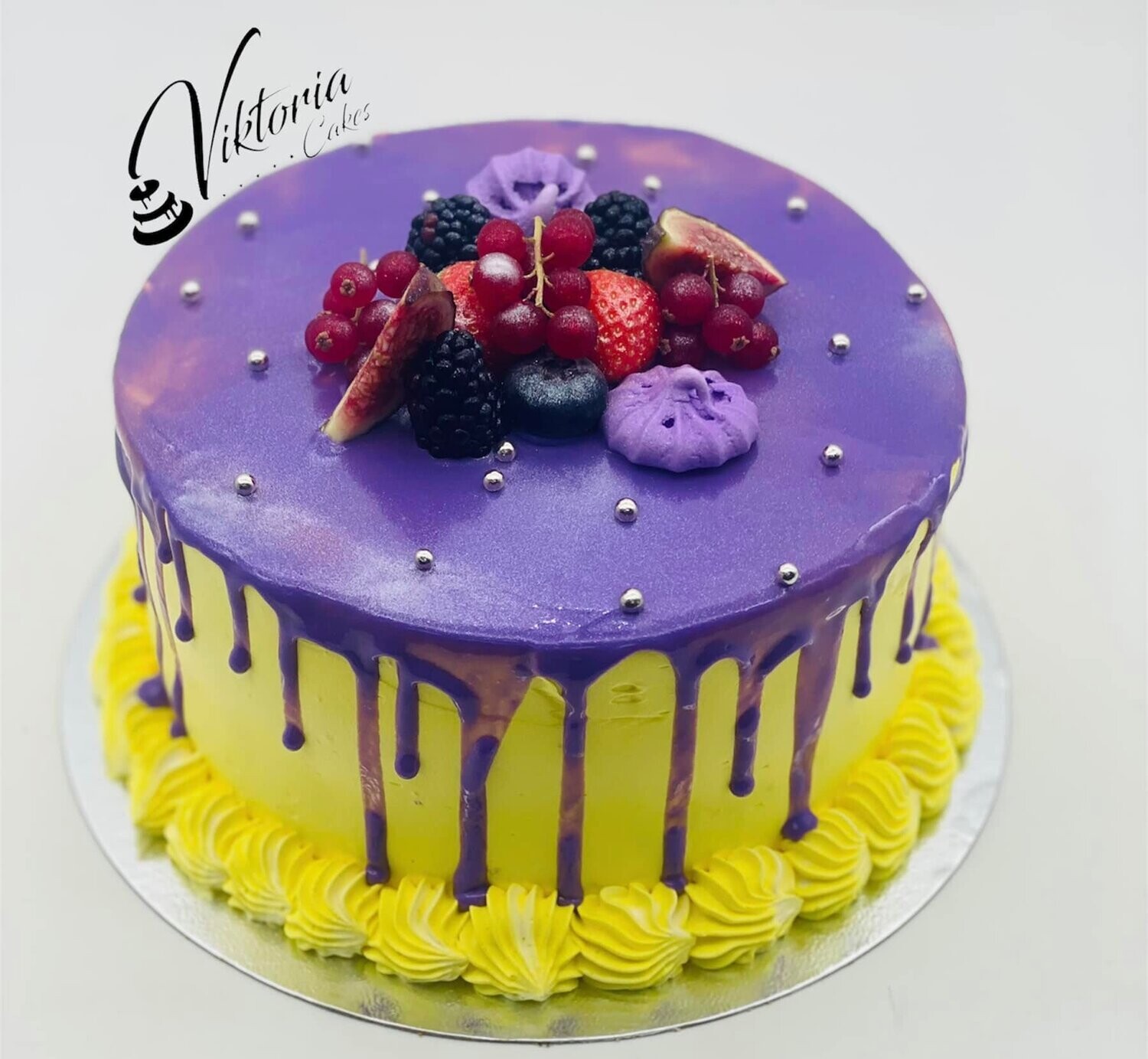 Yellow And Purple Birthday Cake