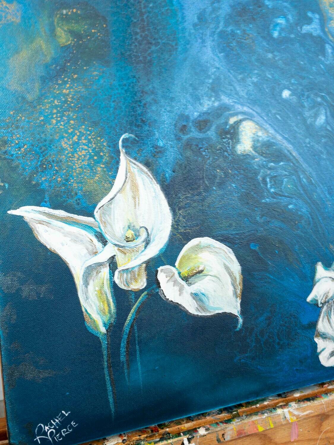 Midnight Calla Lilies – Floral Painting by Rachel Pierce Midnight Calla Lilies – Floral Painting by Rachel Pierce