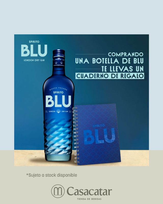 KIT 1 BOTELLA GIN SPIRITO BLU + CUADERNO