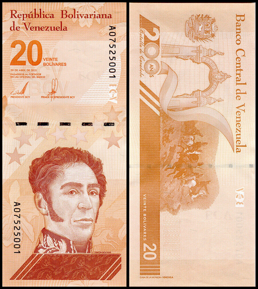 Venezuela 20 Bolivar Digital (Digitales) Banknote, 2021, P-117, UNC ...