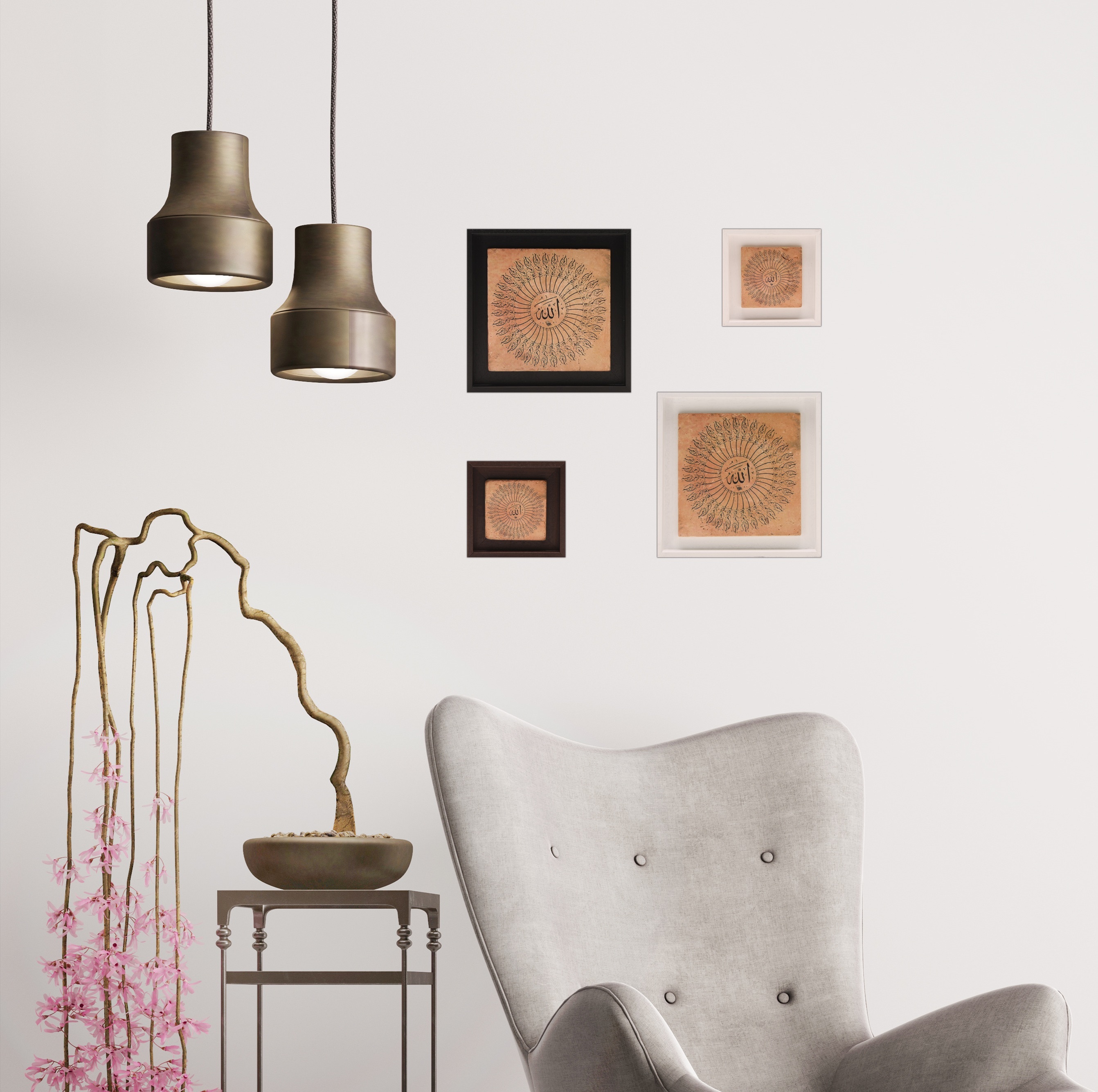 Allah & Bismillah Naskh Calligraphy Circular Design Stone Art