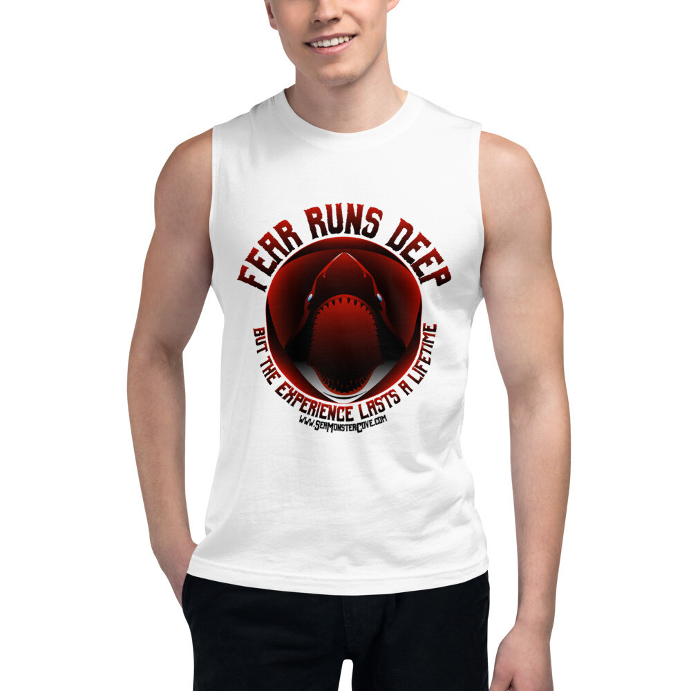 Fear Runs Deep (Red/Black Letters) Muscle Shirt | Sea Monster Cove
