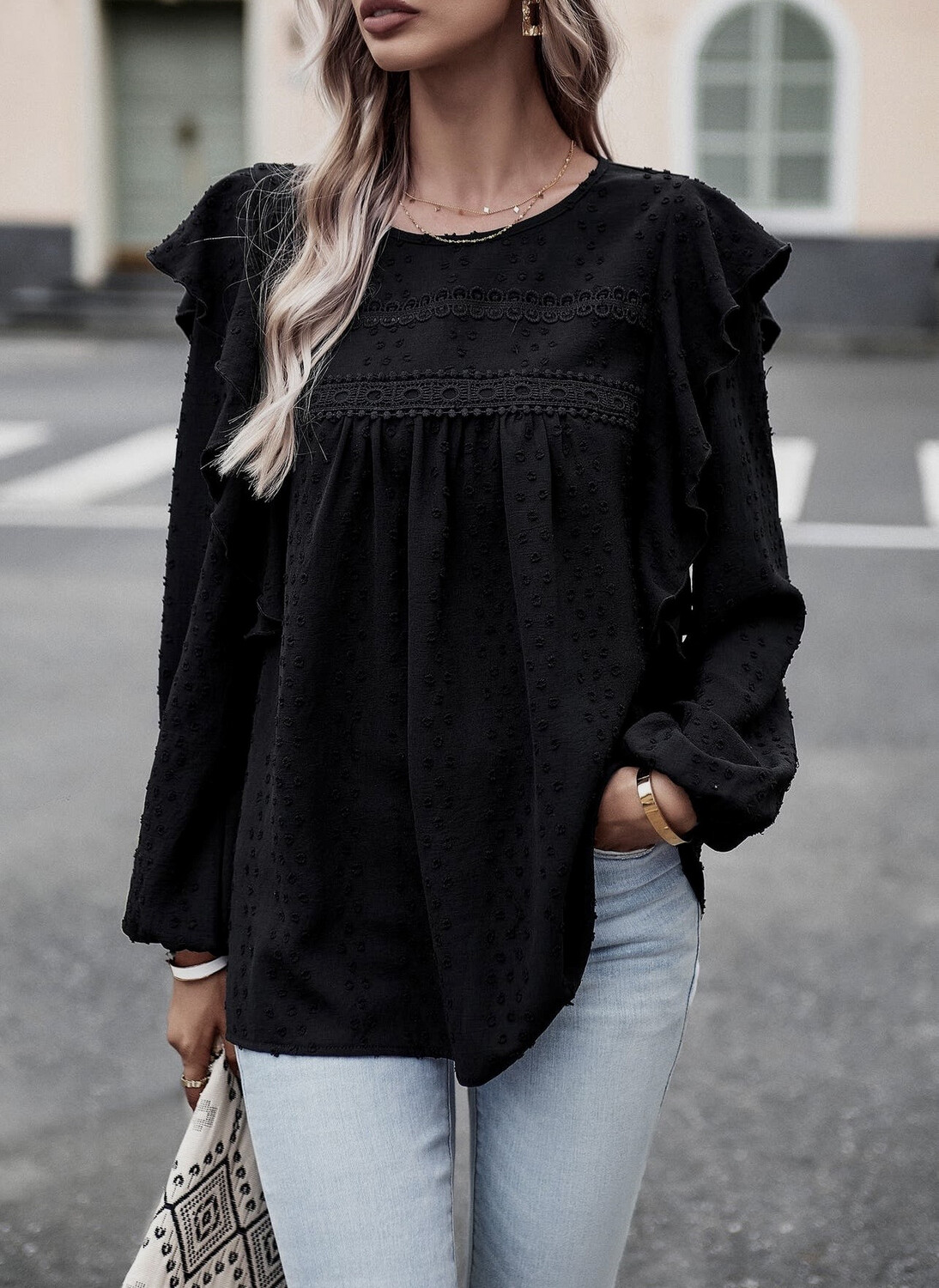 Black Ruffle Trim