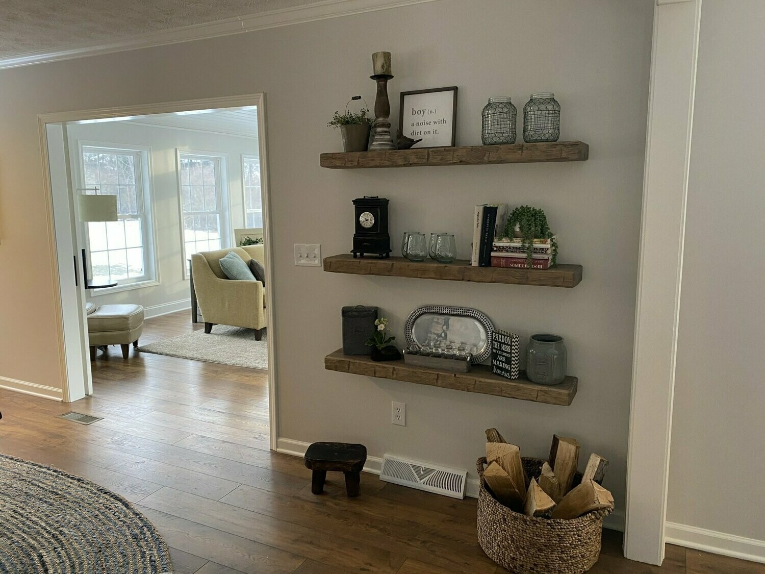 Hand-Hewn Floating Wall Shelves