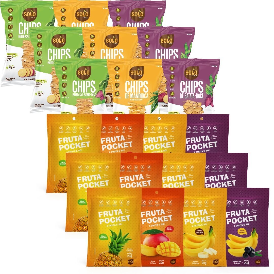 Solo Snacks | Fruta Pocket | Chips de Mandioca | Chips de Batata Doce