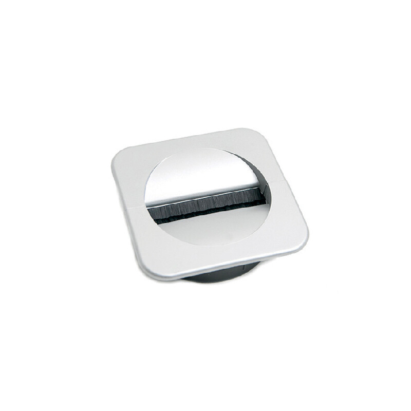 PASACABLE CUADRADO CON CEPILLO CENTRAL Ø80 GRIS PLATA (Caja: 1 PZA)