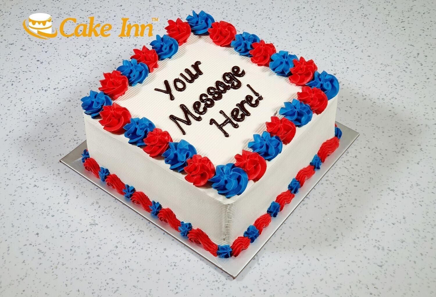 Red And White Square Cake