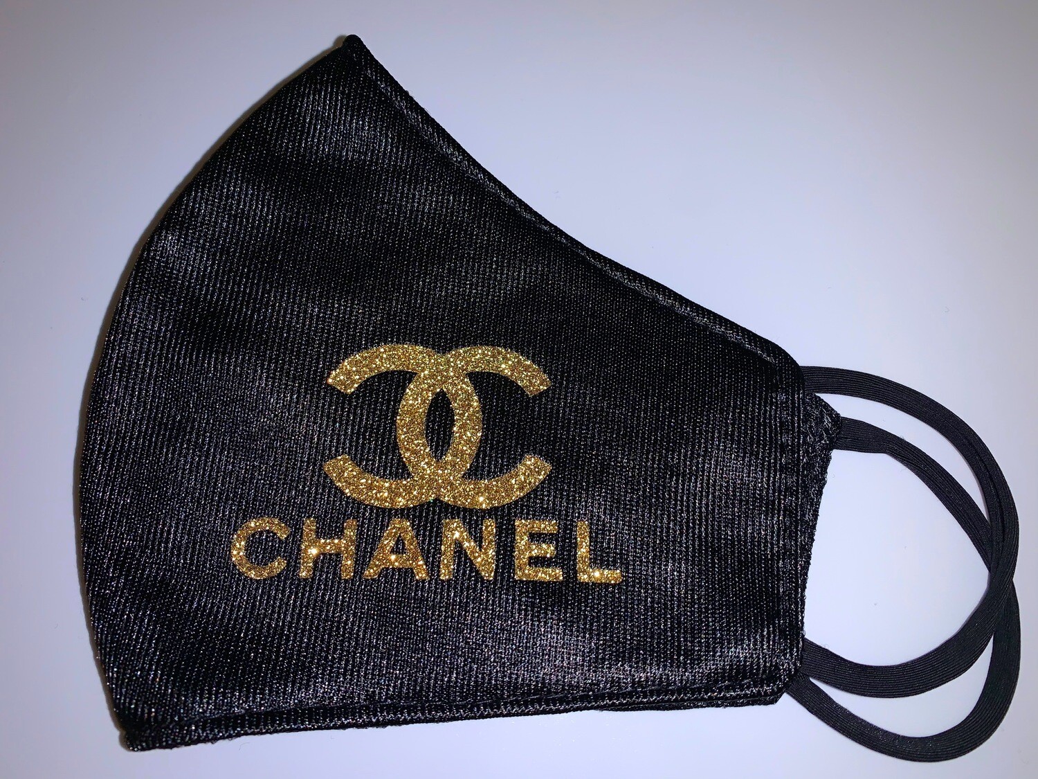 Gold Glitter Chanel Mask