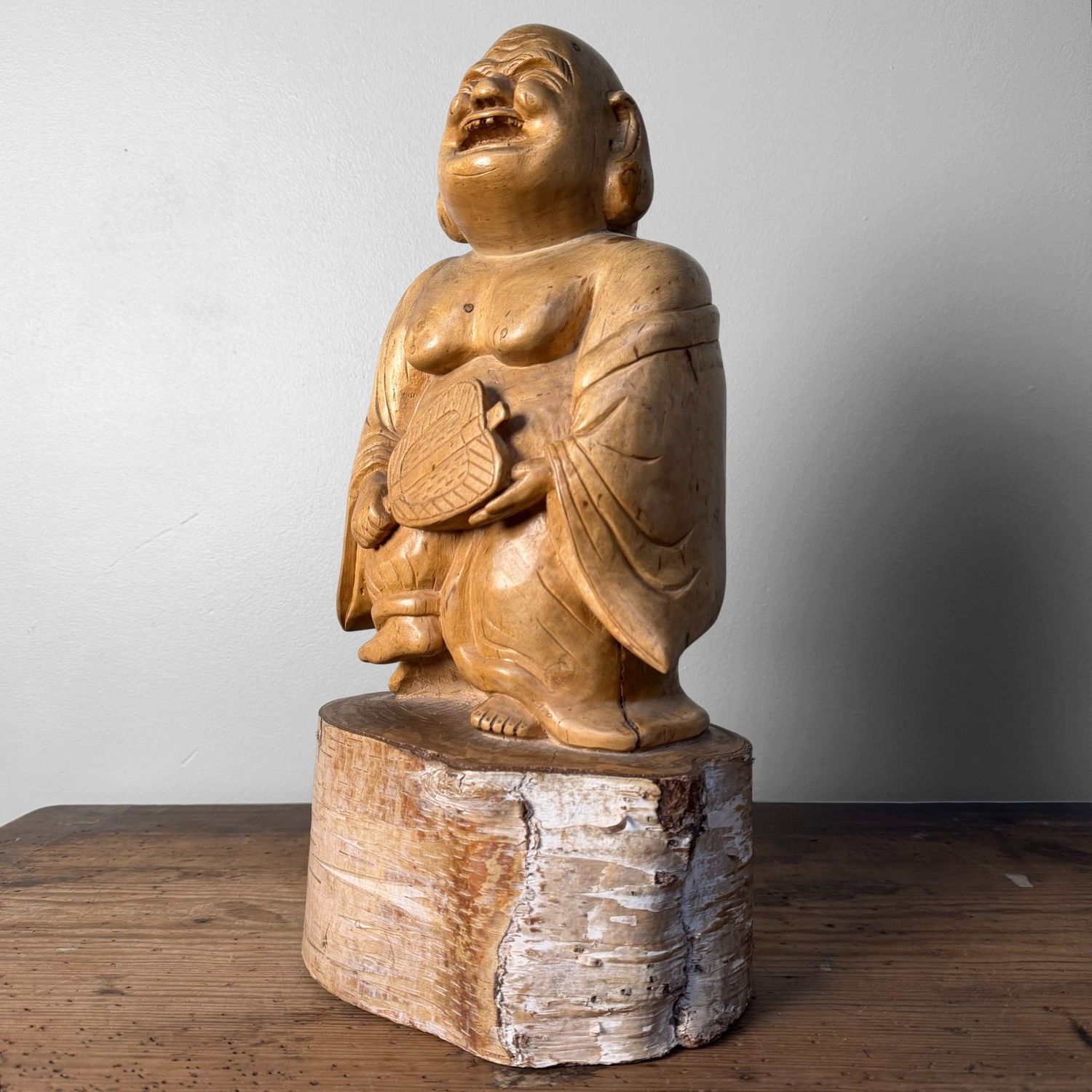 Japanese Hotei Laughing Buddha | birch wood 1950s Antwerp – Black ...