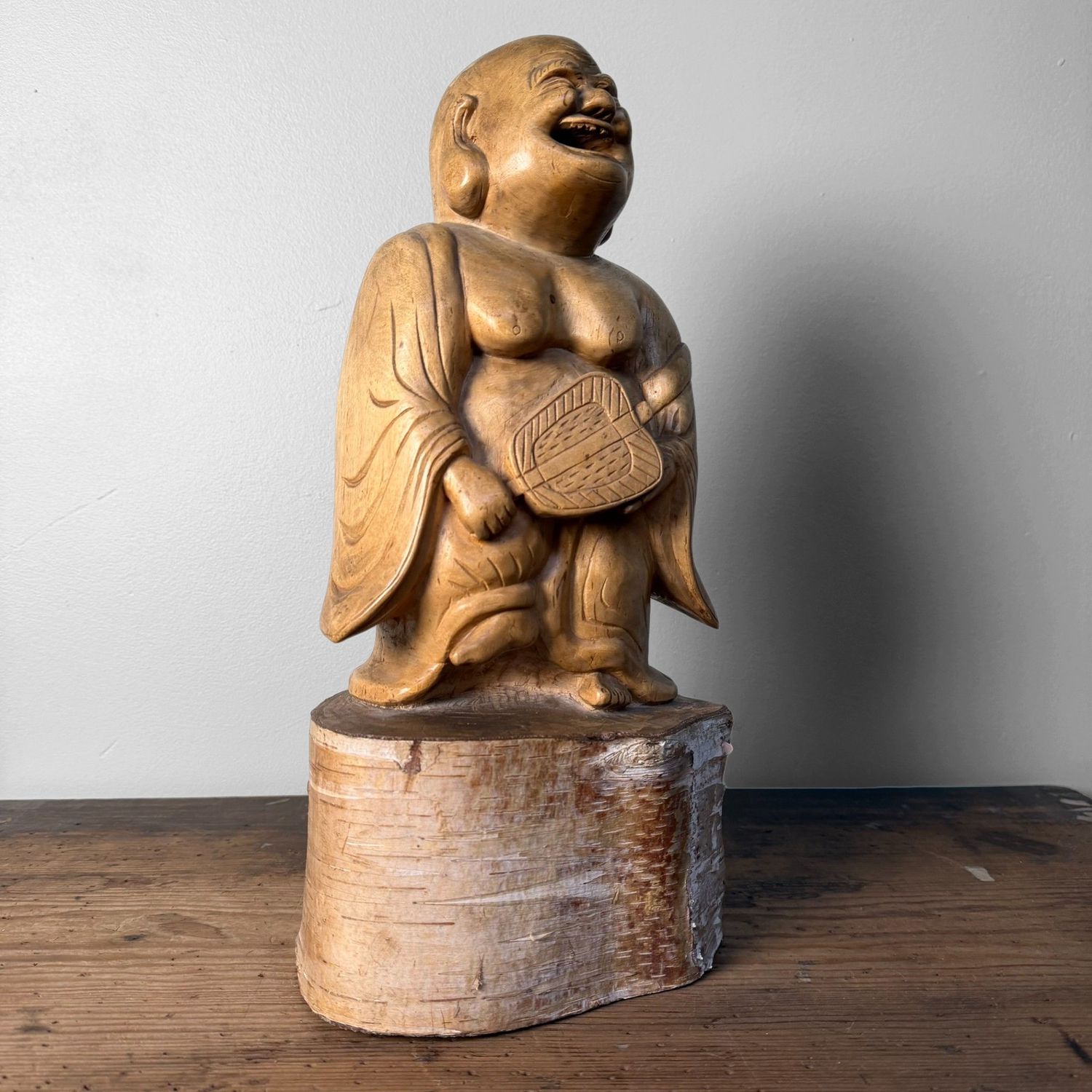 Japanese Hotei Laughing Buddha | birch wood 1950s Antwerp – Black ...
