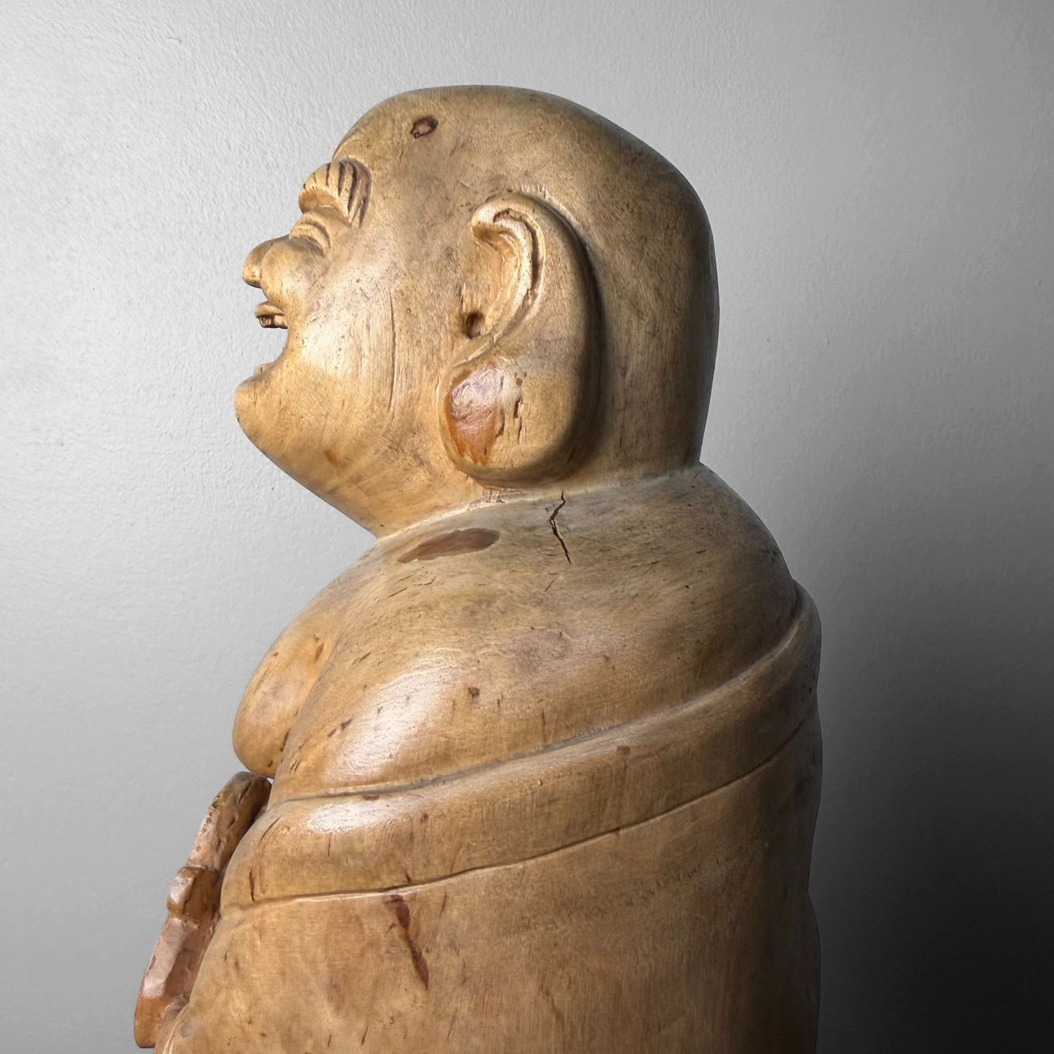 Japanese Hotei Laughing Buddha | birch wood 1950s Antwerp – Black ...