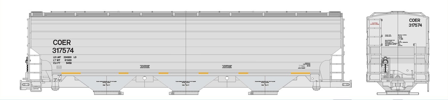 HO COER Trinity 5459 CF 3 Bay Covered Hopper 3 Pack