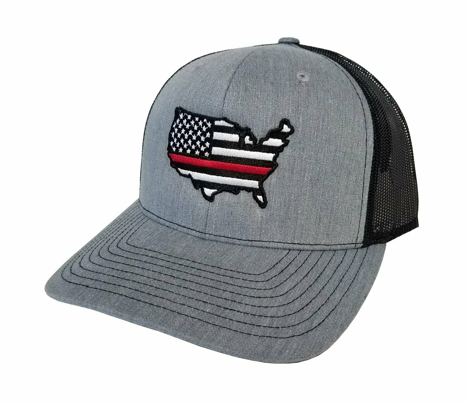 Thin Red Line USA Trucker Hat - Heather Grey/ Black