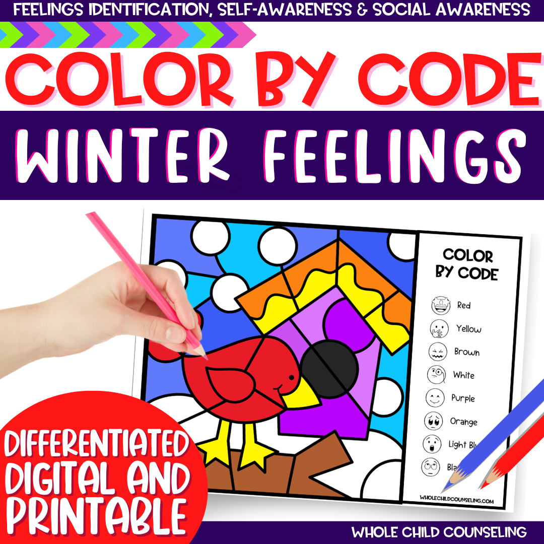 Winter Color By Code Bird Feelings Activity