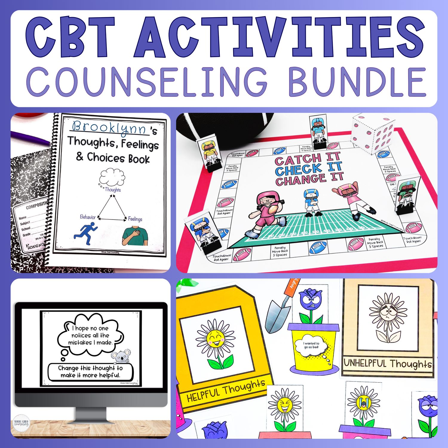 CBT Activities Bundle: Workbooks, Games, Directed Drawing, and More