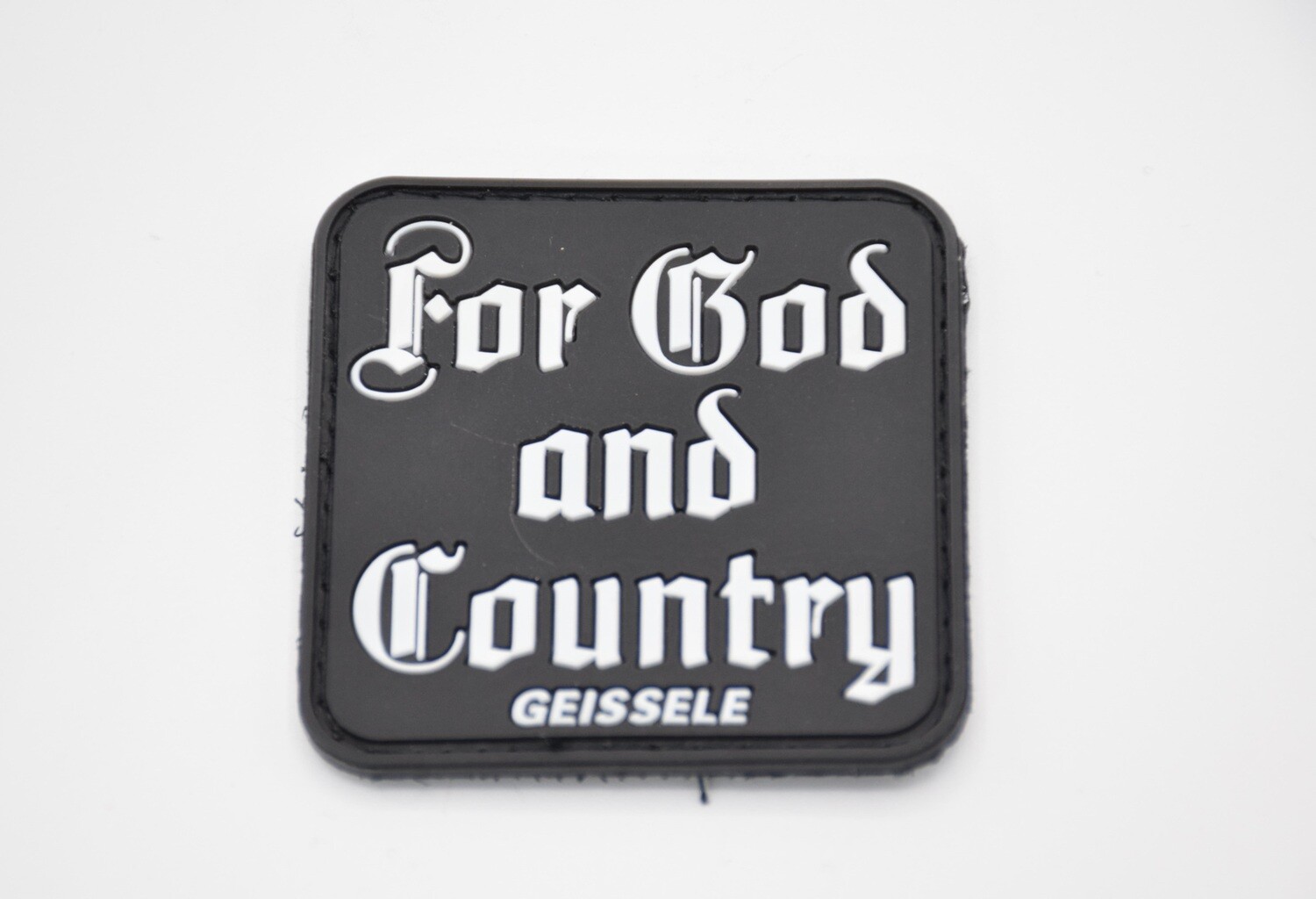 GEISSELE AUTOMATICS "FOR GOD AND COUNTRY" PVC LOGO PATCH HOOK/LOOP BACKING