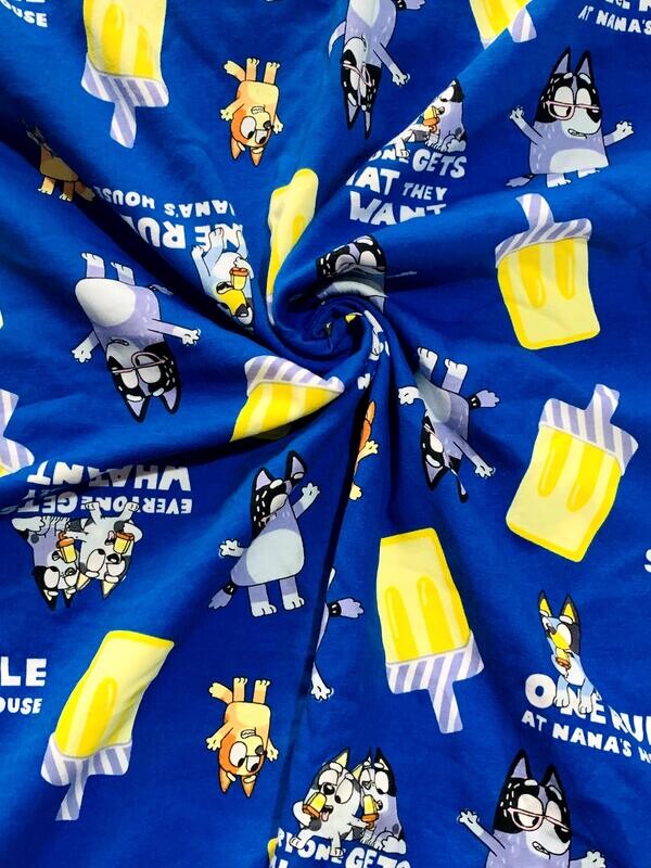 Bluey, One Rule at Nanna's Navy | Licensed Cotton Lycra, 180gsm | 180cm ...
