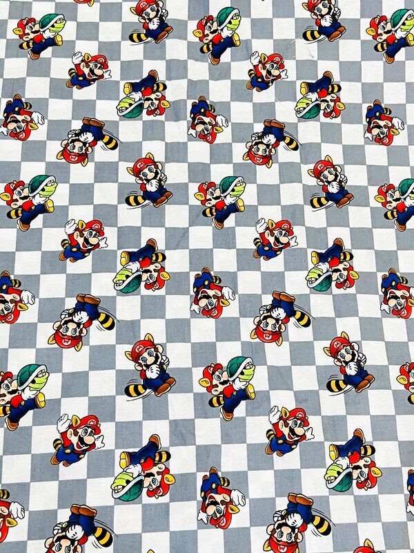 Super Mario, Checkered | Licensed Quilting Cotton | 112cm wide