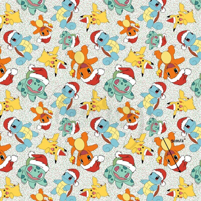 Pokemon Xmas, Confetti | Digital Print Custom Cotton Woven | 145cm wide ...