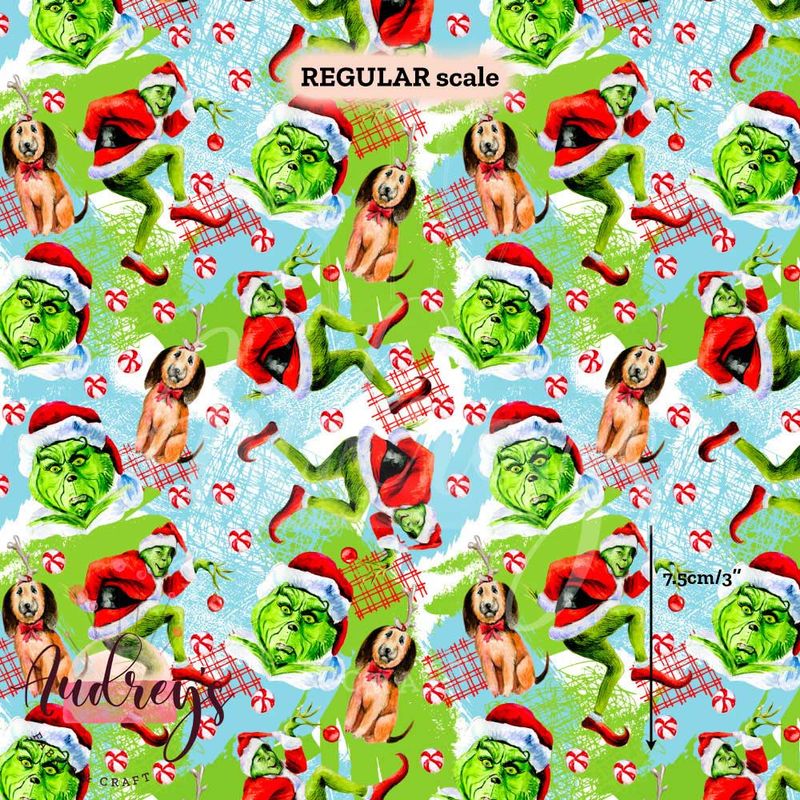 Cheeky Grinch | PRE-ORDER Digitally Printed Fabric | 27 Fabric Bases