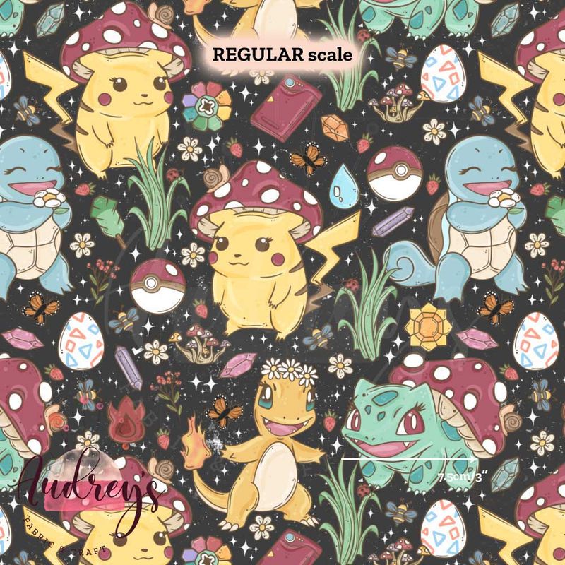 Cottagecore Pokemon | PRE-ORDER Digitally Printed Fabric | 27 Fabric Bases