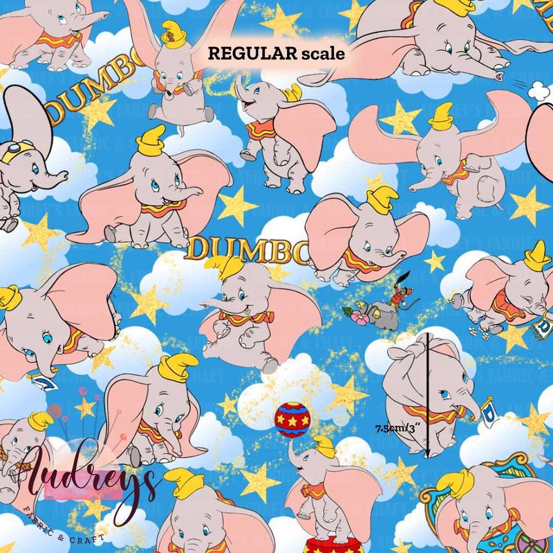 Playful Dumbo | PRE-ORDER Digitally Printed Fabric | 27 Fabric Bases