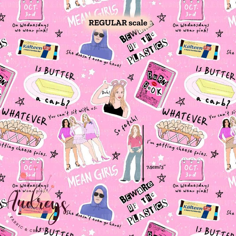Mean Girls, Collage | PRE-ORDER Digitally Printed Fabric | 27 Fabric Bases