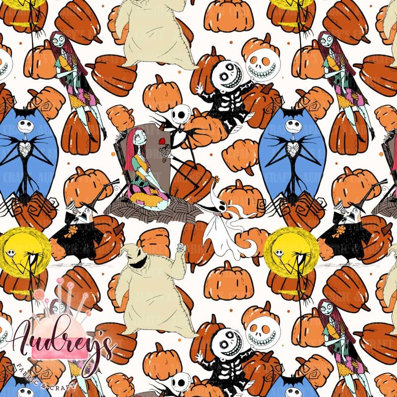 NBC, Pumpkin Party | PRE-ORDER Digitally Printed Fabric | 27 Fabric Bases