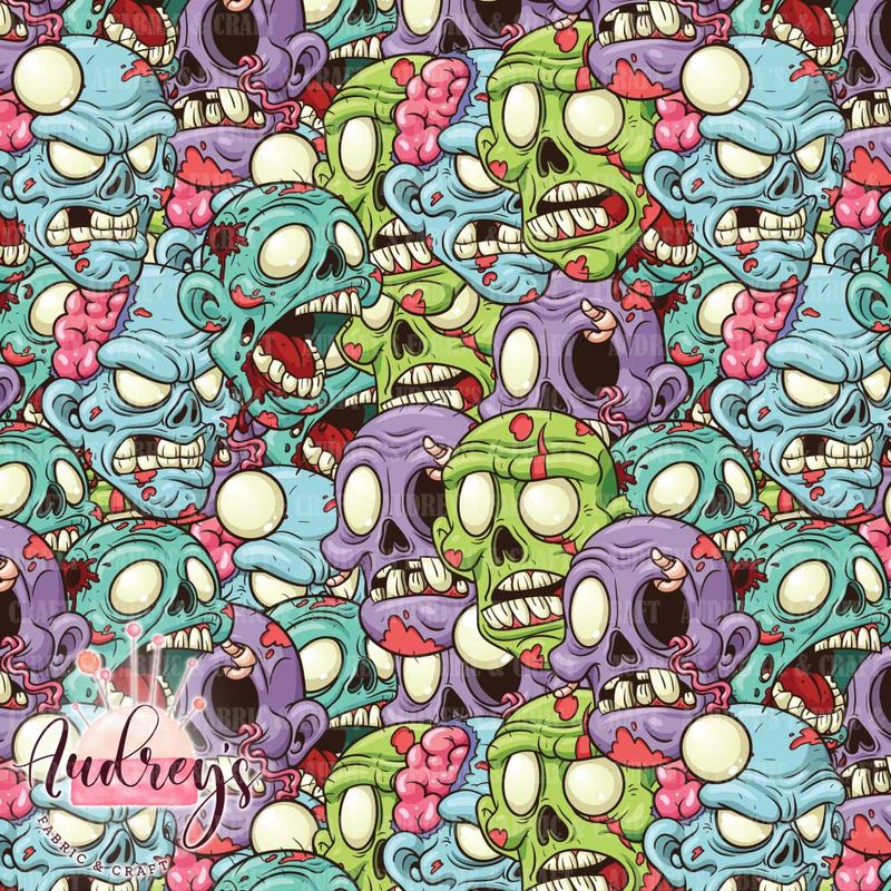 Zombie Frenzy | PRE-ORDER Digitally Printed Fabric | 27 Fabric Bases