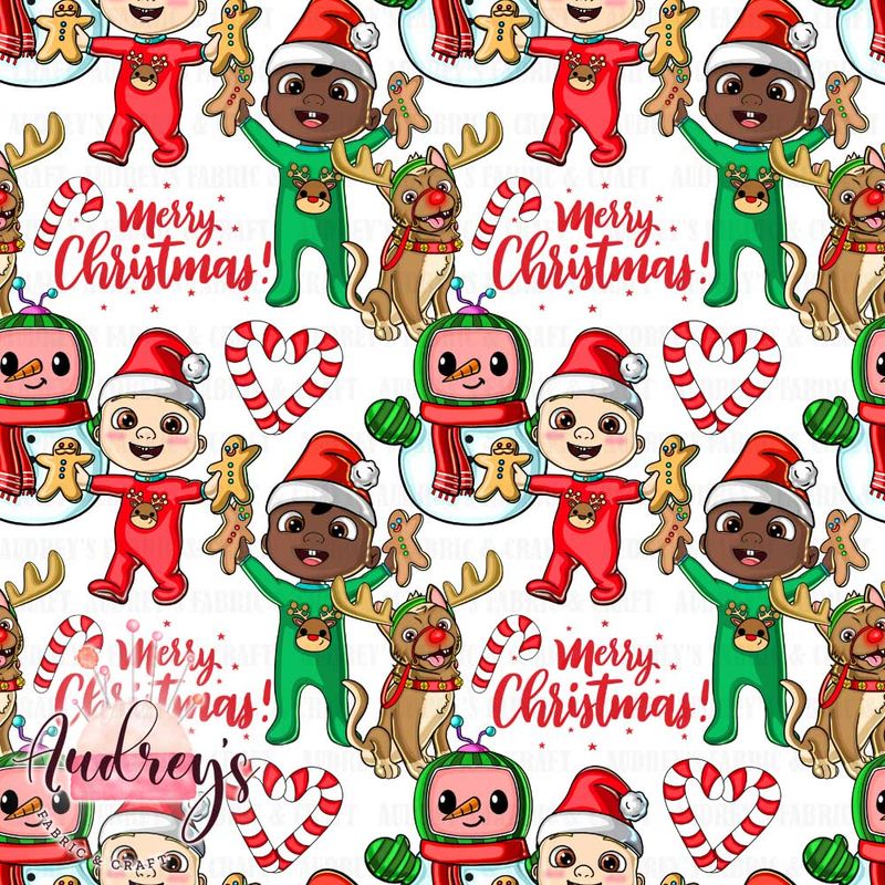 Xmas Cocomelon | PRE-ORDER Digitally Printed Fabric | 27 Fabric Bases